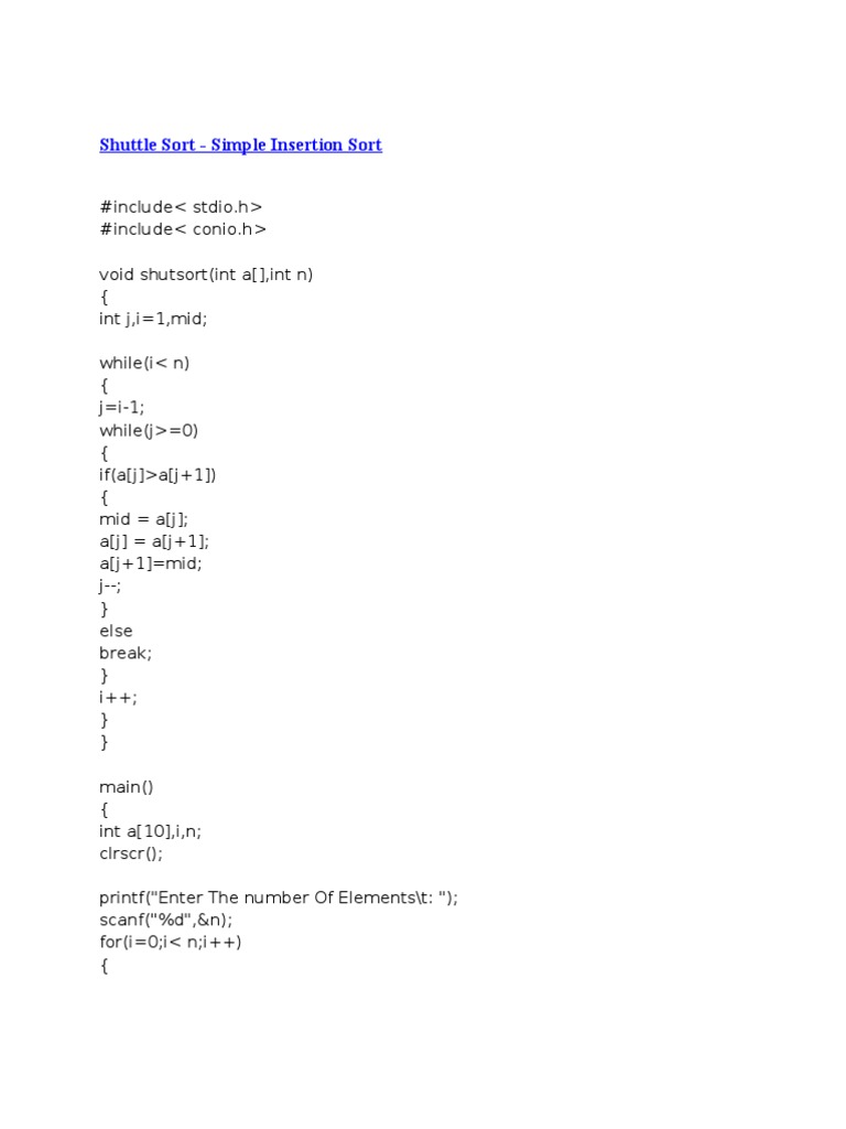 Shuttle Sort | PDF | Algorithms | Computer Program