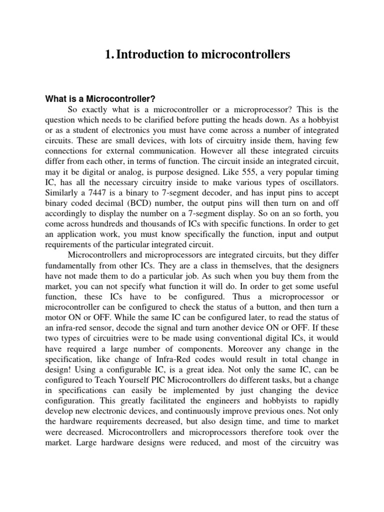 Introduction To Microcontrollers: What Is A Microcontroller? | PDF ...