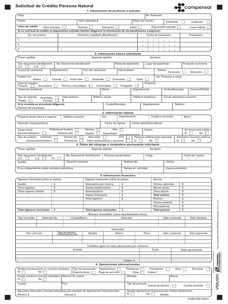 Formulario Credito Compensar | PDF | Euro | Bancos