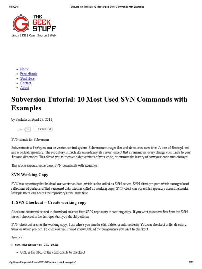 Subversion Tutorial 10 Most Used Svn Commands With Examples Unix Software Information 7543