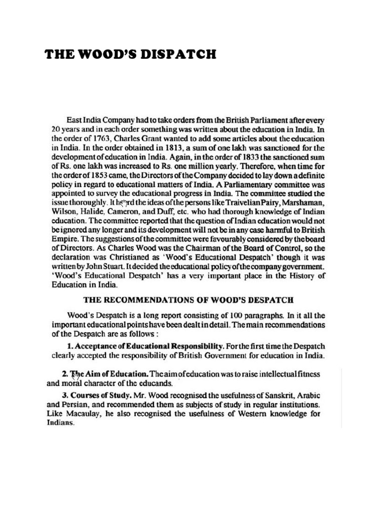 Wood's Despatch | PDF