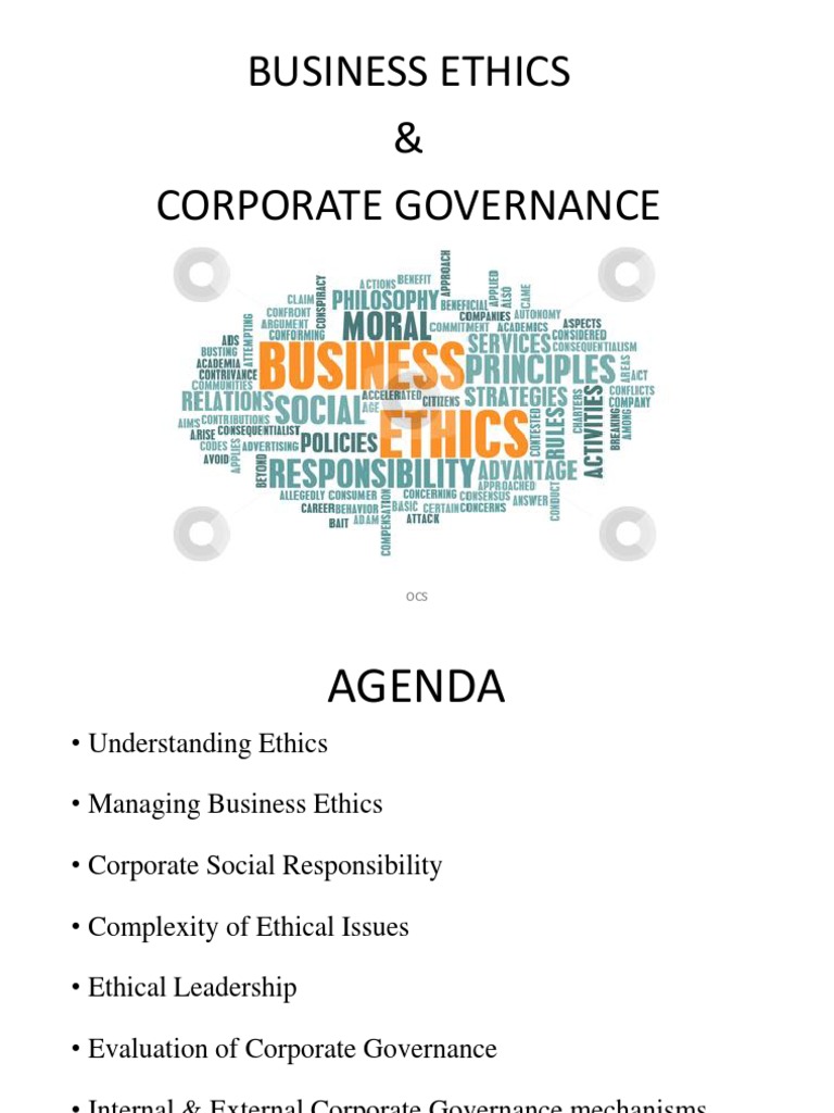 Business Ethics & Corporate Governance Final | PDF | Corporate ...