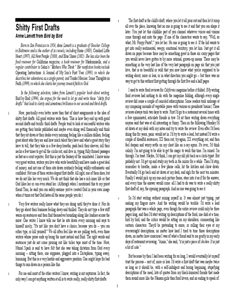 Shitty First Drafts | PDF | Mystery, Thriller & Crime Fiction | Poetry