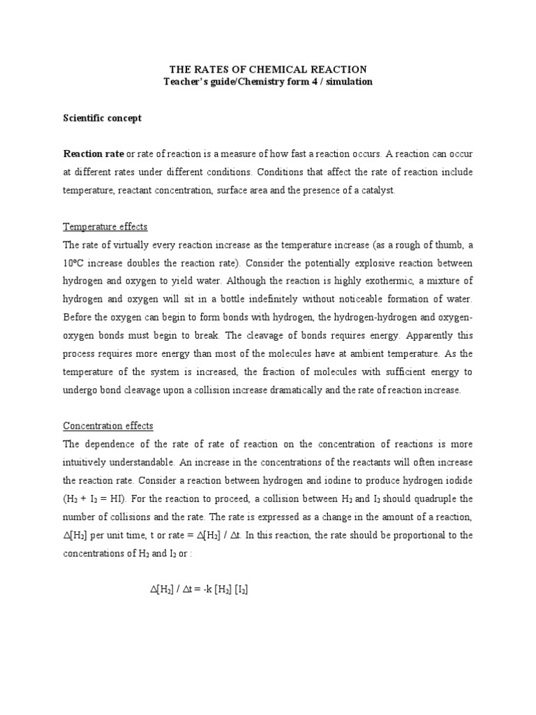 Factors Affecting Reaction Rates in Chemistry | PDF | Reaction Rate ...