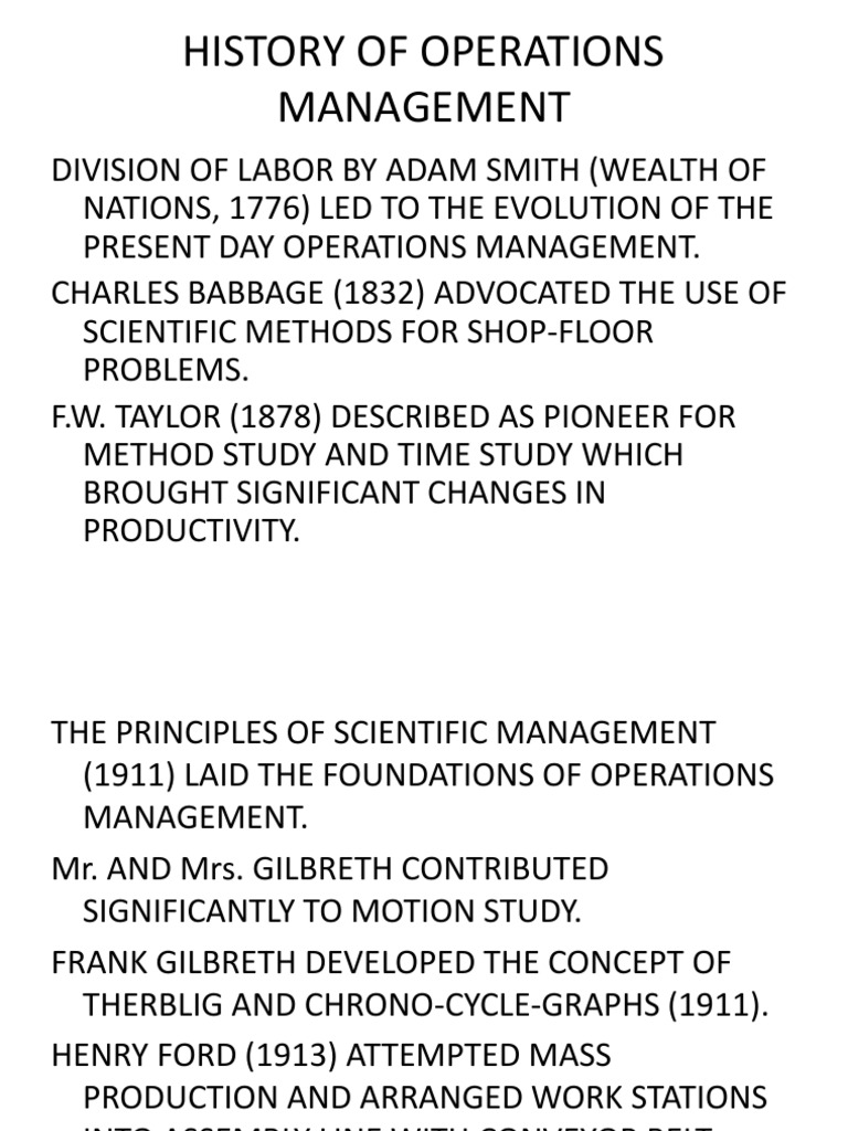History of Operations Management | PDF | Operations Management ...