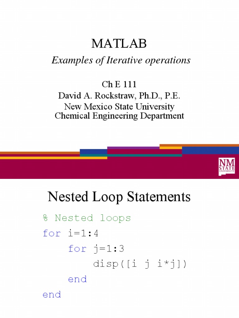 Matlab: Examples of Iterative Operations | PDF | Pi | Sine