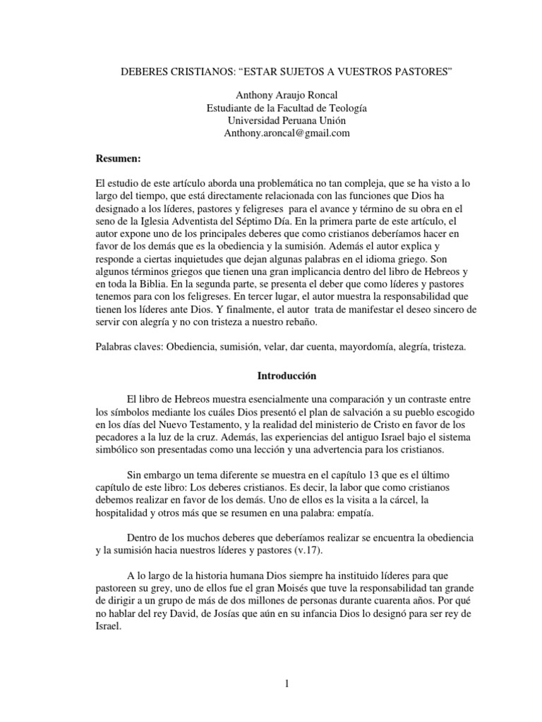 Hebreos 13.17 | PDF | Dios | Biblia