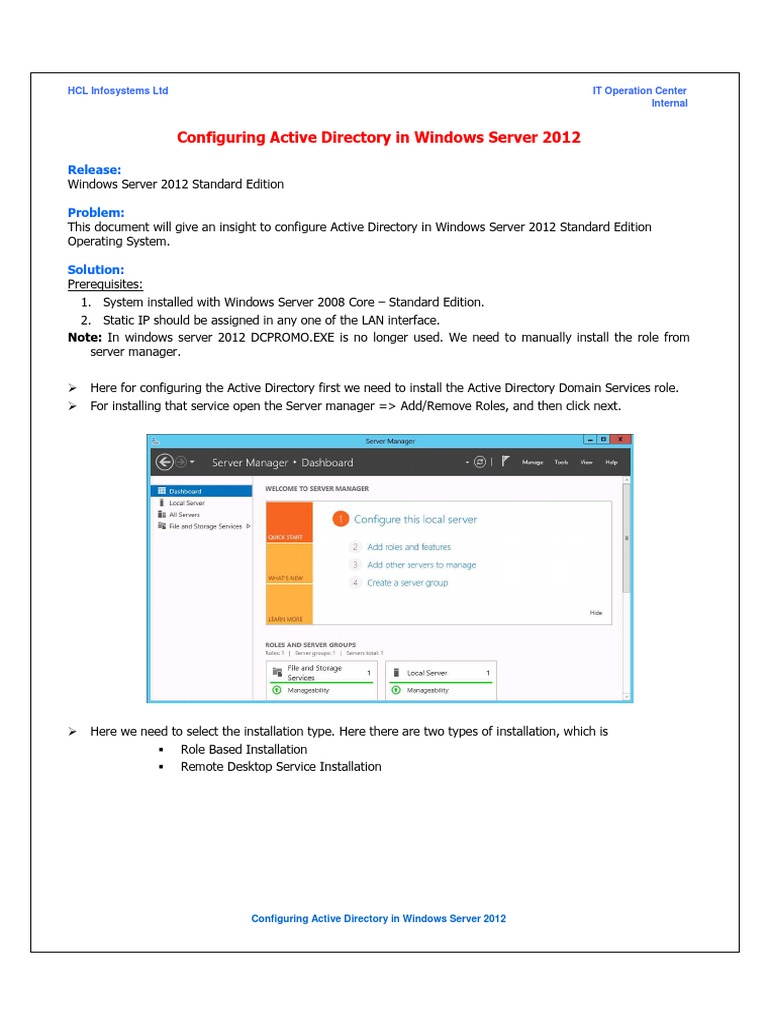Configuring Active Directory In Windows Server 2012 Pdf Active