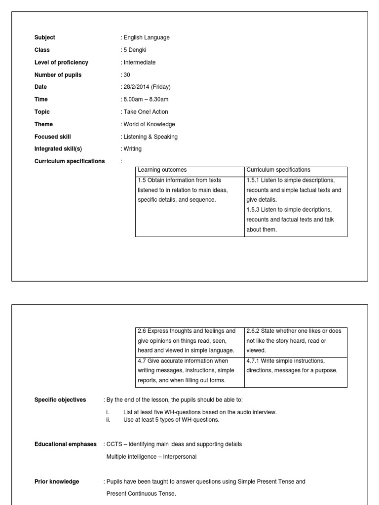 LTP Lesson Plan | PDF | Question | Curriculum