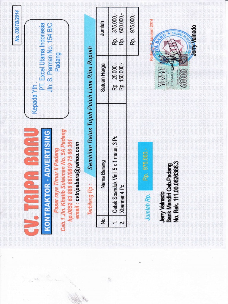Scan Invoice Spanduk Dan X-Banner (Proposal No.01) PDF | PDF | Metode ...