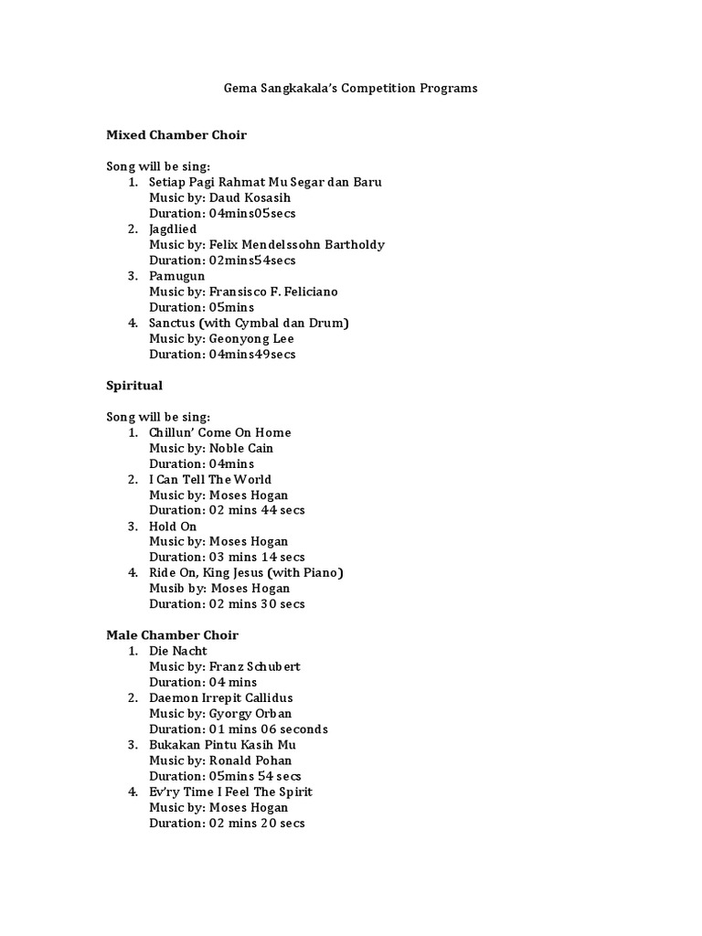 Gema Sangkakala's Competition Programs | PDF
