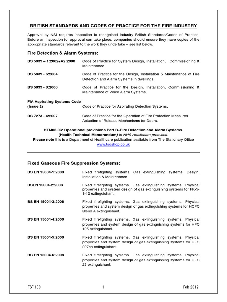 FSF 100 Fire Standards | PDF | Firefighting | Safety