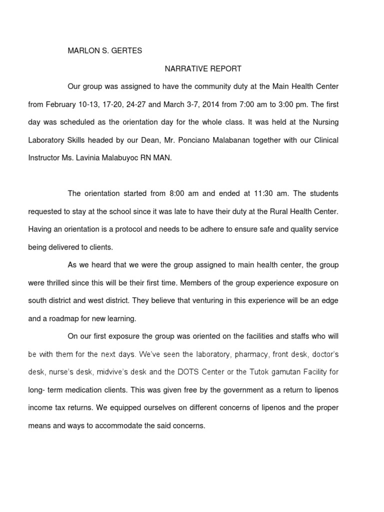 Narrative ReportHAGJSG | Infants | Nursing