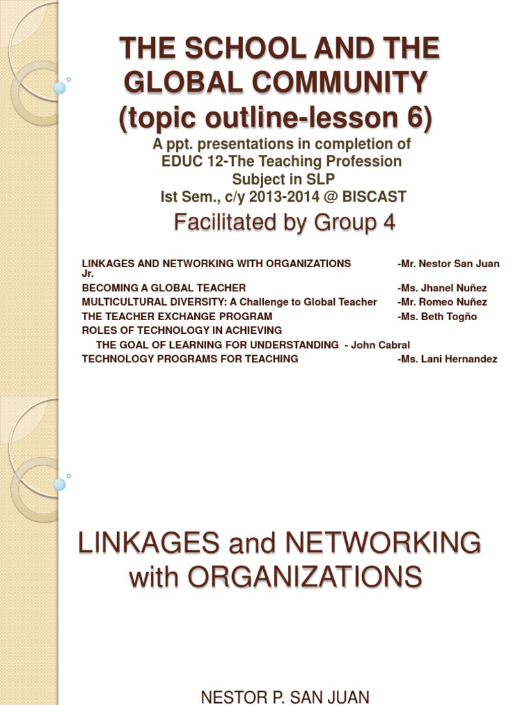 Teachprof Group4 Linkagesandnetworkingwithorganizationsmr 131014204034 Phpapp01 | PDF | Teachers ...