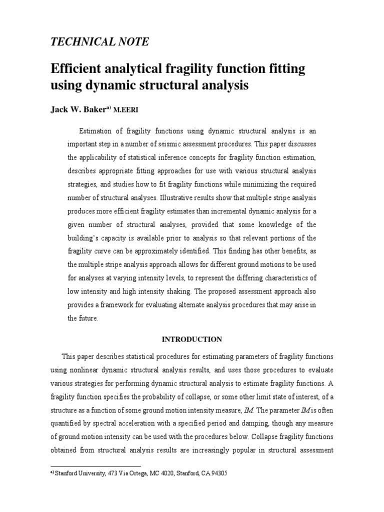 Efficient fragility function fitting using dynamic analysis | PDF | Least Squares | Estimator
