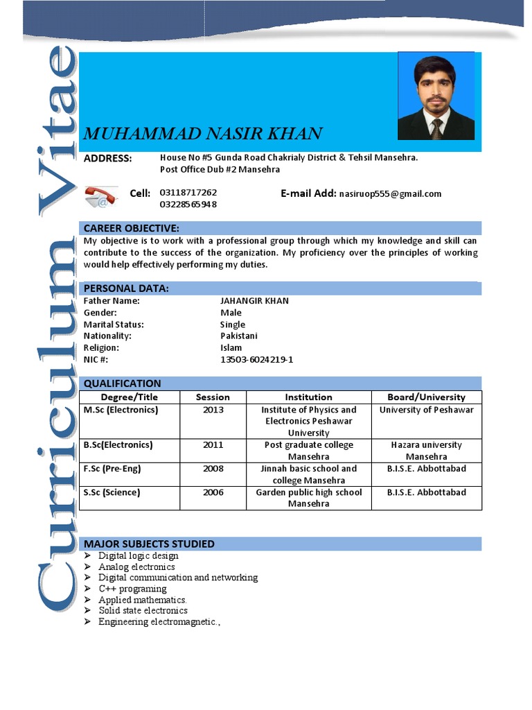 Nasir CV in PDF | PDF | Data Transmission | Electronics
