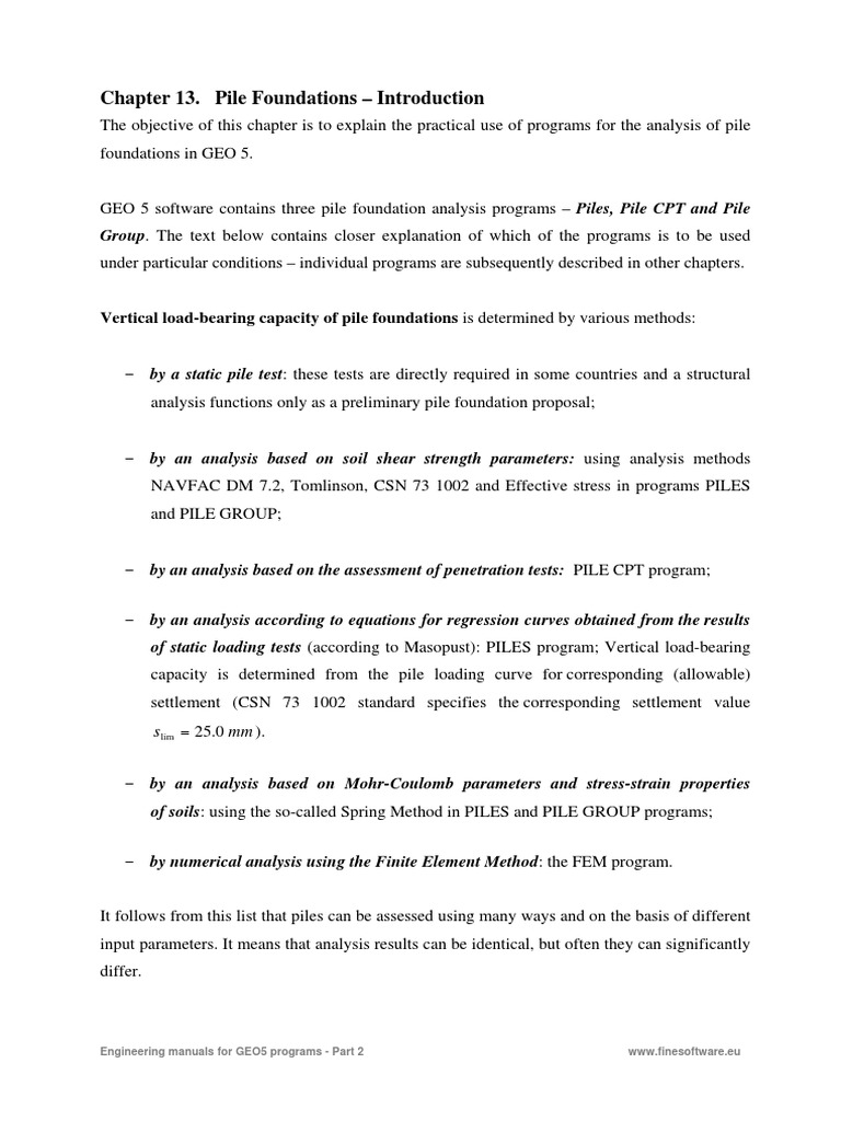 13 Pile Foundations Introduction | PDF | Deep Foundation | Bending