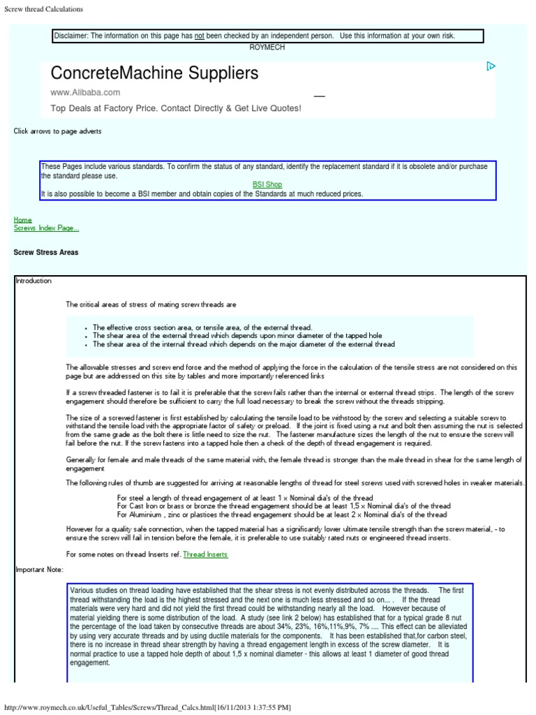 Thread Shear Strength Calculations | PDF | Screw | Nut (Hardware)