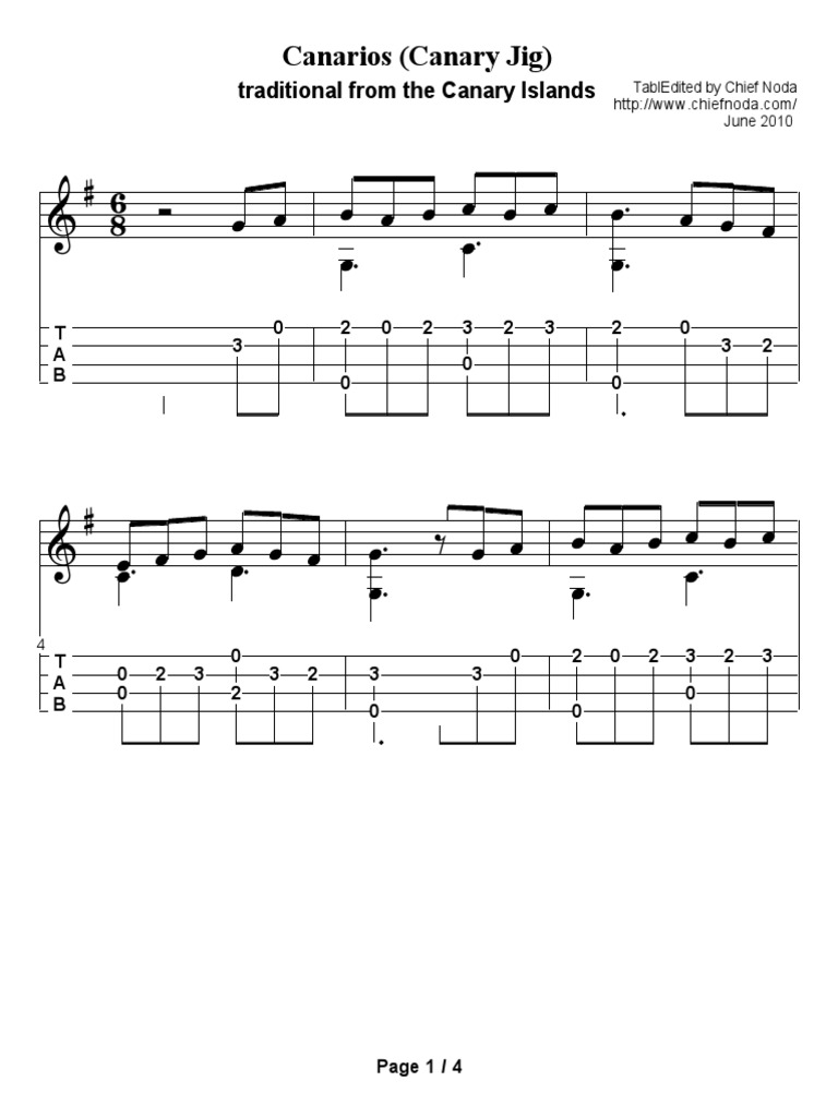 Canarios (Canary Jig) : Traditional From The Canary Islands | PDF ...