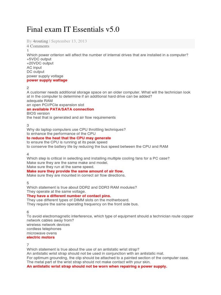 IT Essentials Exam Guide | PDF | Wireless Lan | Computer Network