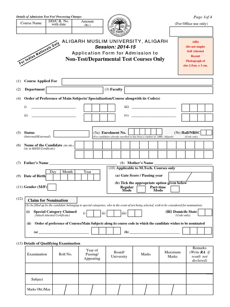 Non Test Departmental Test Courses Only PDF