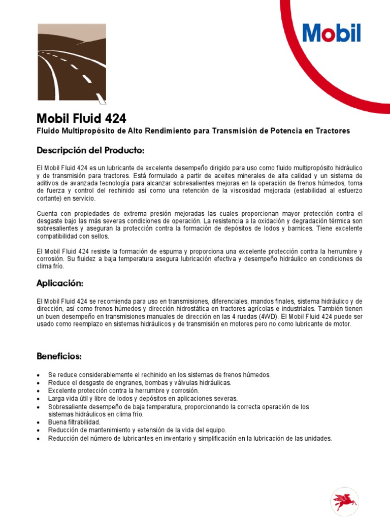 Mobilfluid 424 | PDF | Lubricante | Ciencias fisicas