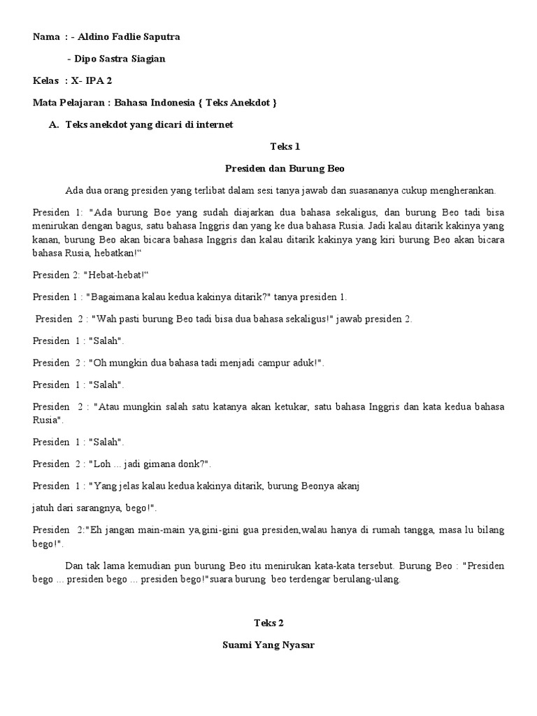 Teks Anekdot Dalam Word | PDF