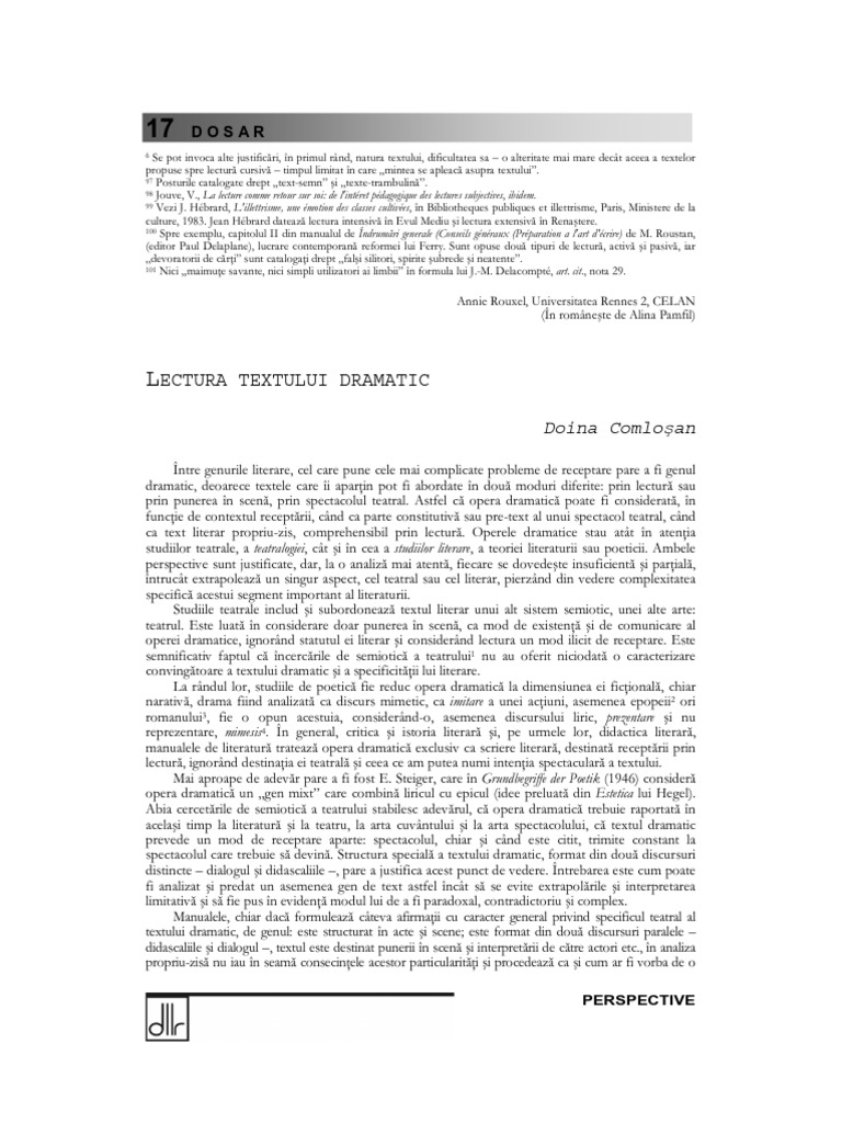Lectura Textului Dramatic | PDF