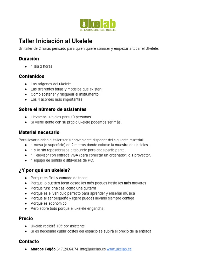 Taller de Ukelele UKELAB PDF | PDF