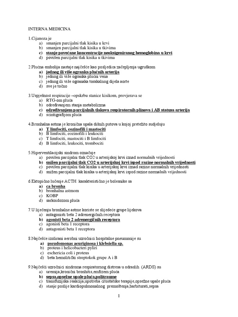 INTERNA Pitanja | PDF