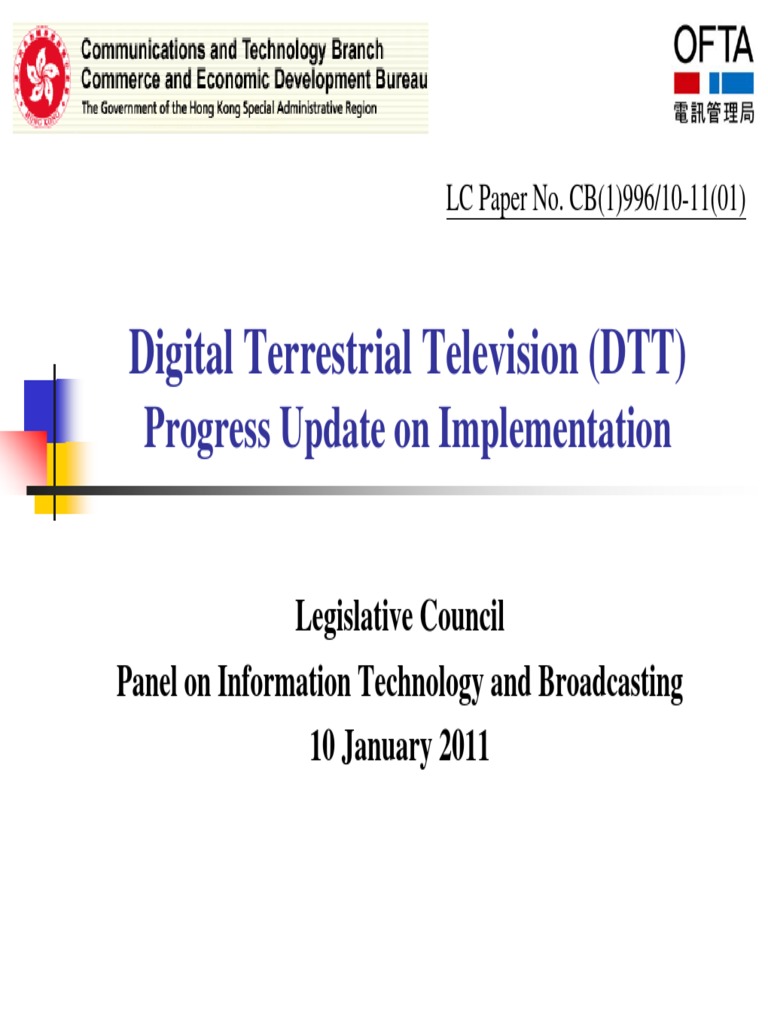 Digital Terrestrial Television (DTT) : Progress Update On ...