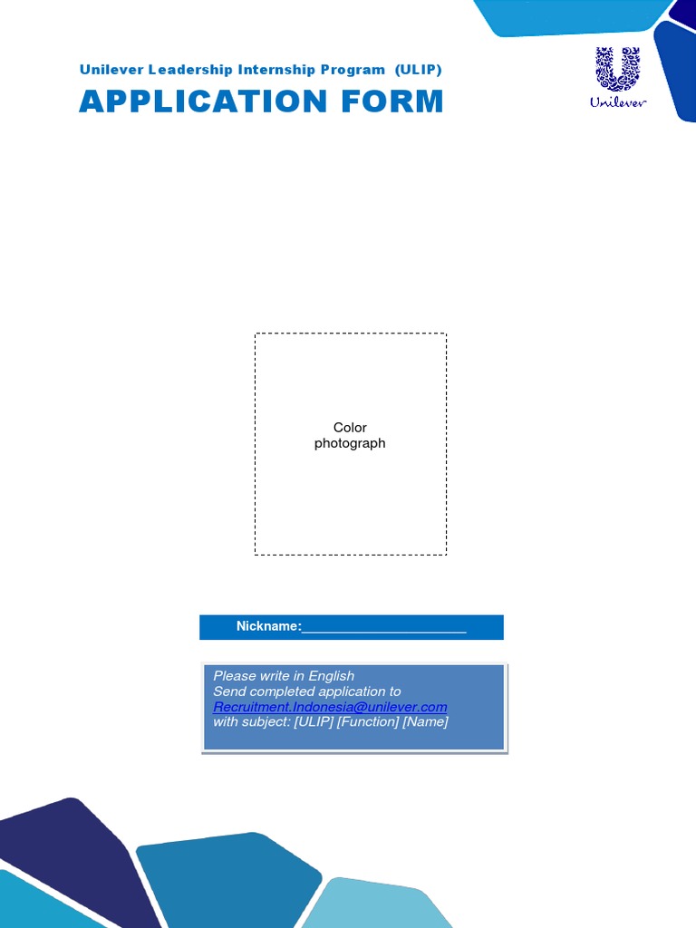 Application Form Unilever Internship (ULIP) 2013_tcm108-349706 ...