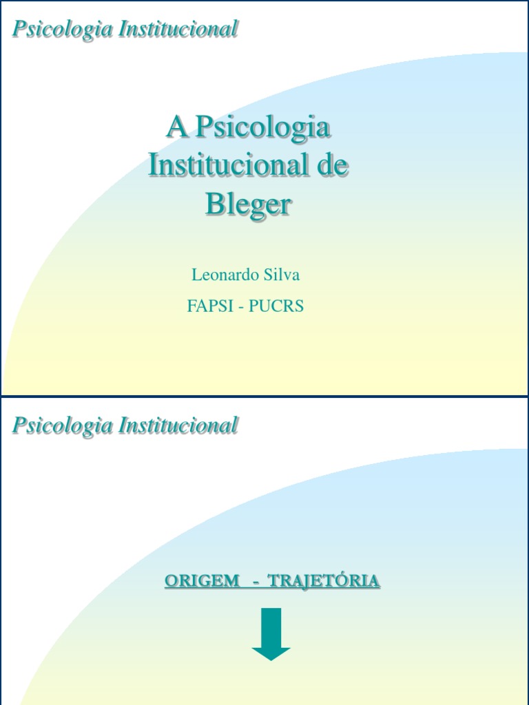 Psicologia Institucional de Bleger | PDF | Instituição | Psicologia