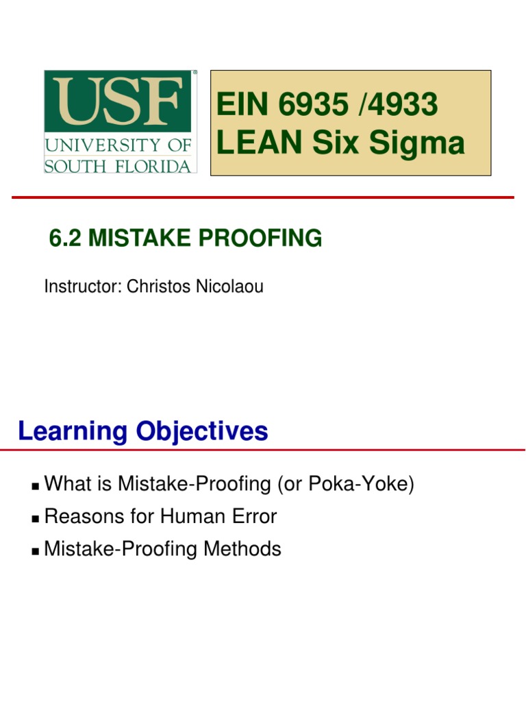 Lean Six Sigma: Mistake-Proofing | PDF | Six Sigma | Labour