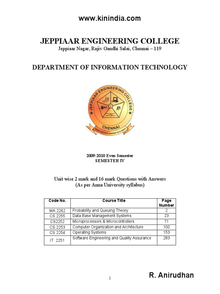 PQT Anna University Notes Kinindia | Download Free PDF | Relational ...