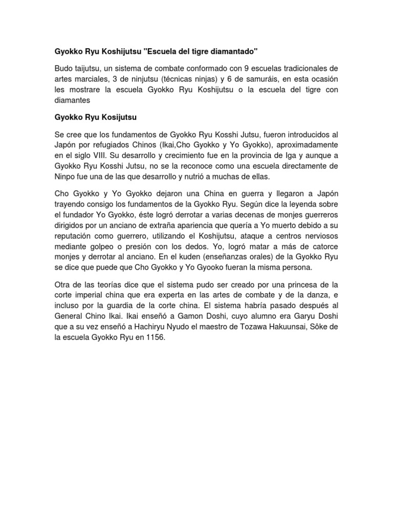 Gyokko Ryu Koshijutsu | PDF | Artes marciales japonesas | Artes ...