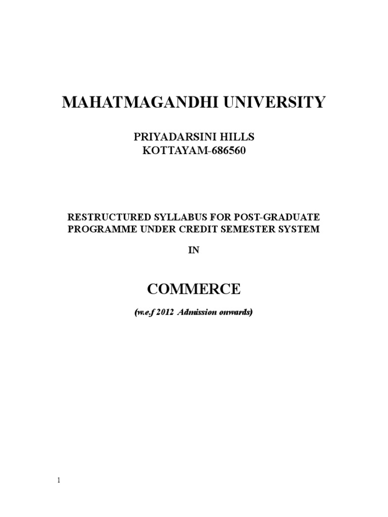 M COM - Syllabus MG University | PDF