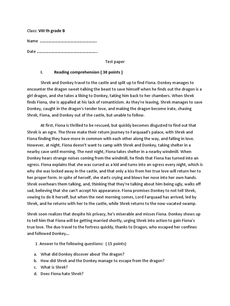 Test Class 8 Unit 8-10 | PDF | Young Adult