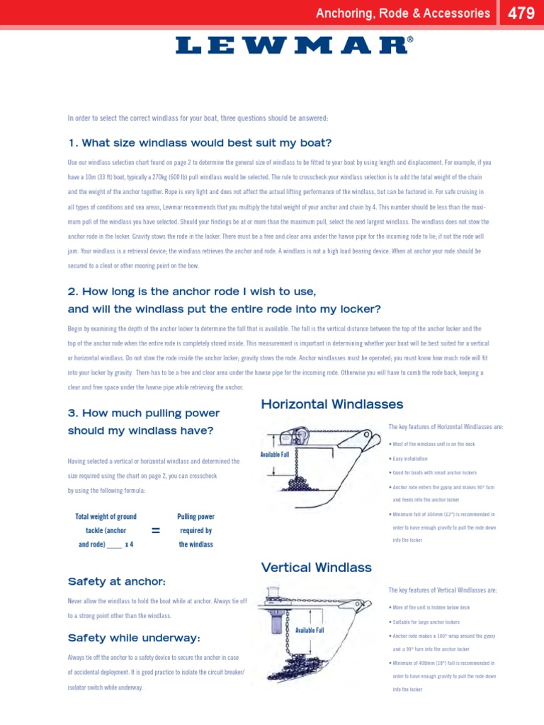 Choosing The Right Windlass For Your Boat | PDF | Anchor | Switch