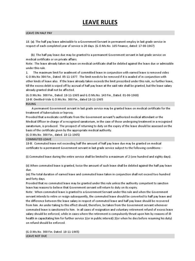 Leave Rules in English | PDF | Wellness | Medical