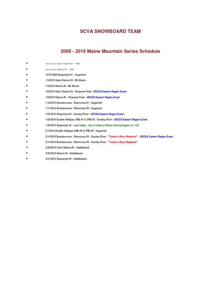Scva Usasa Schedule 09 | PDF