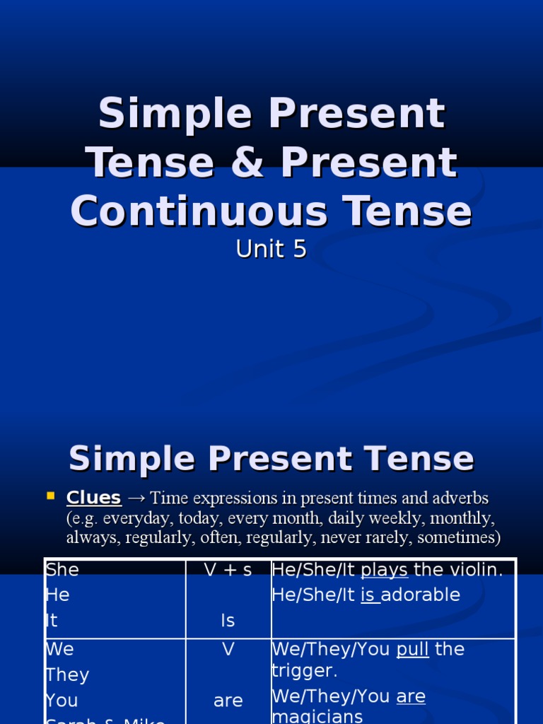 Simple Present Tense & Present Continuous Tense | PDF | Morphology ...