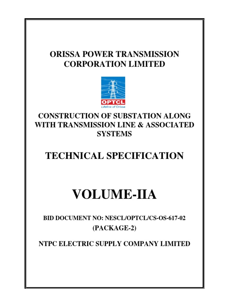 Optcl System in Orissa 400kv Bid Document | PDF | Electrical Substation ...
