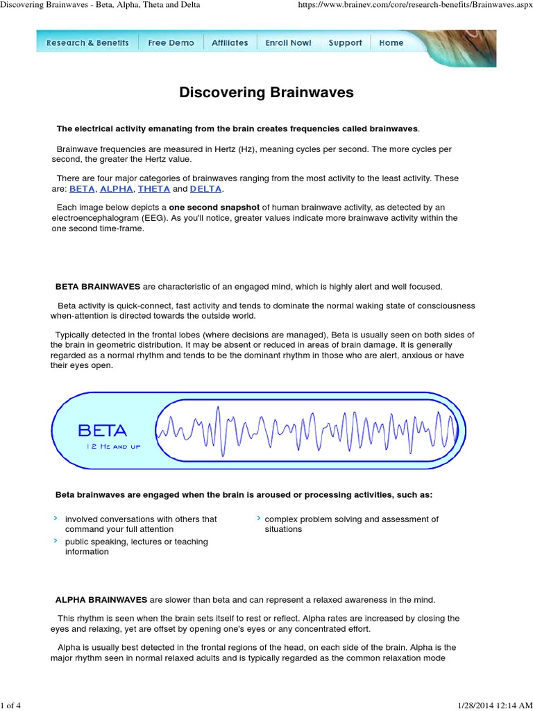 Discovering Brainwaves - Beta, Alpha, Theta and Delta | PDF ...