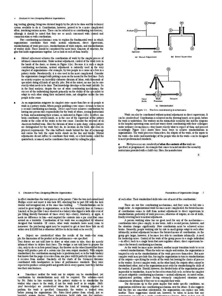 Mintzbergs Five Coordination Mechanisms Pdf Standardization