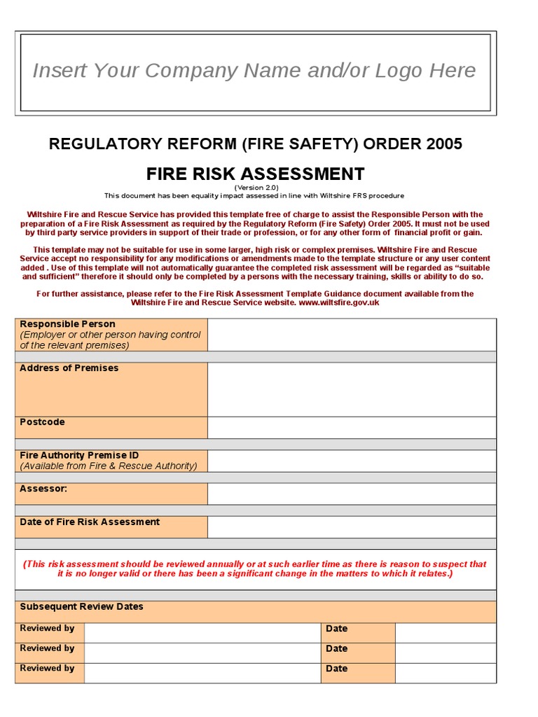 Ver 2.0 TEMPLATE FIRE RISK ASSESSMENT | Download Free PDF | Fire Safety ...