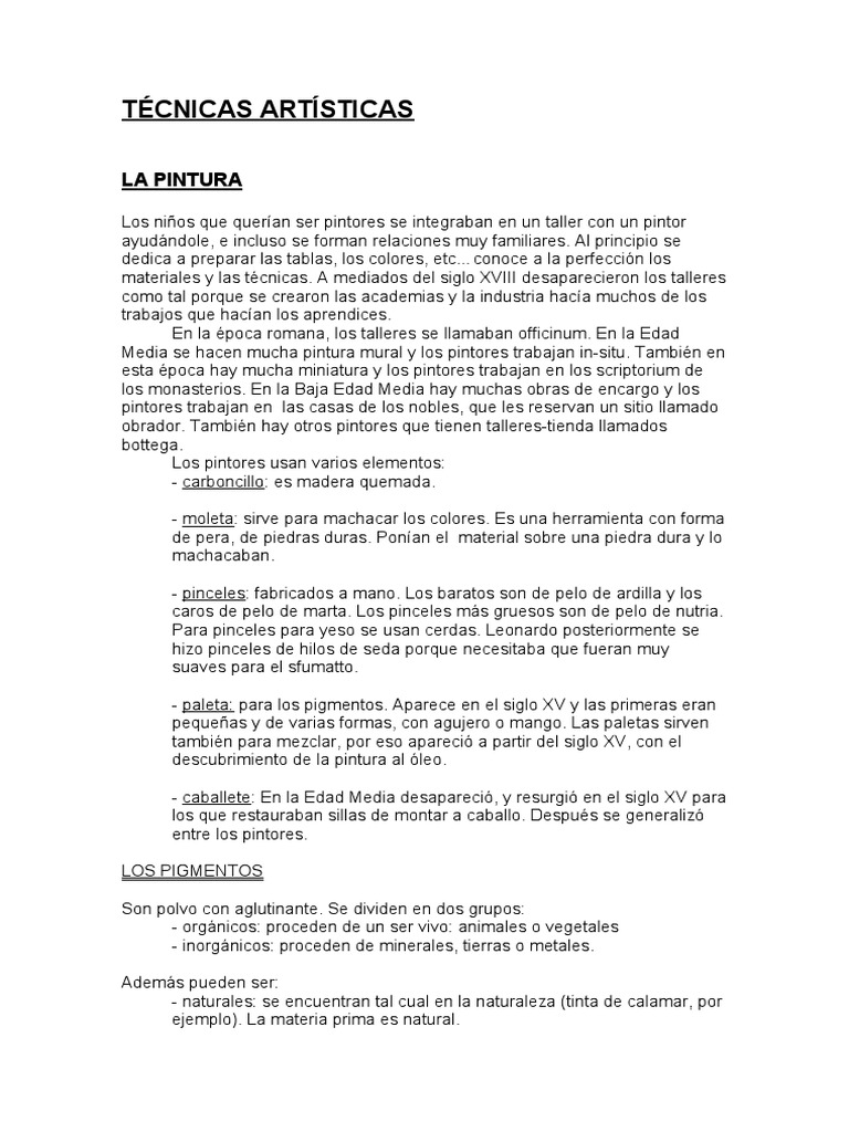 Tecnicas Artisticas | PDF | Pinturas | Pintura al óleo