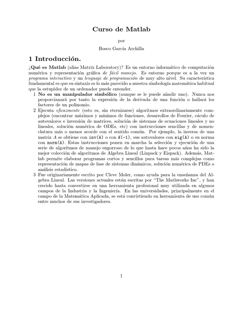 Curso Matlab | PDF | Matriz (Matemáticas) | Valores propios y vectores ...
