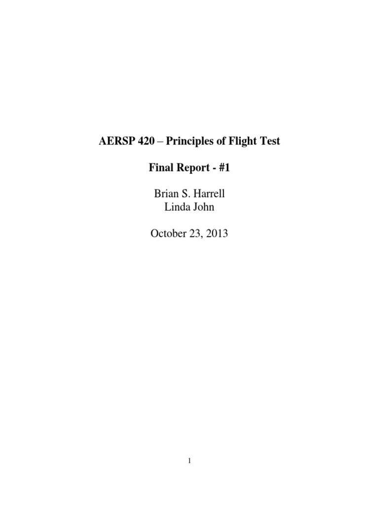 Flight Test #1 Report | PDF | Airspeed | Drag (Physics)