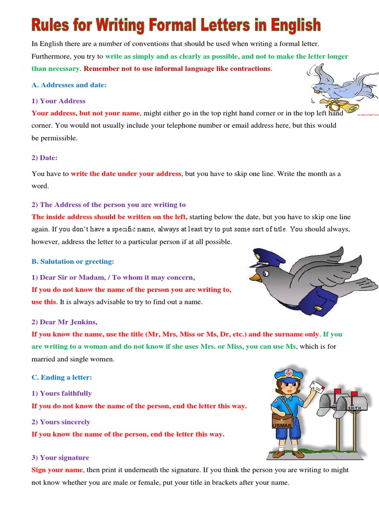 Rules For Writing Formal Letters in English | PDF | Communication